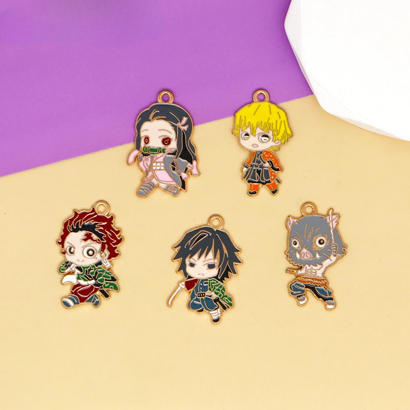 10PCS-Cartoon-Animation-Demon-Slayer-DIY-Jewelry-Accessories-Alloy ...