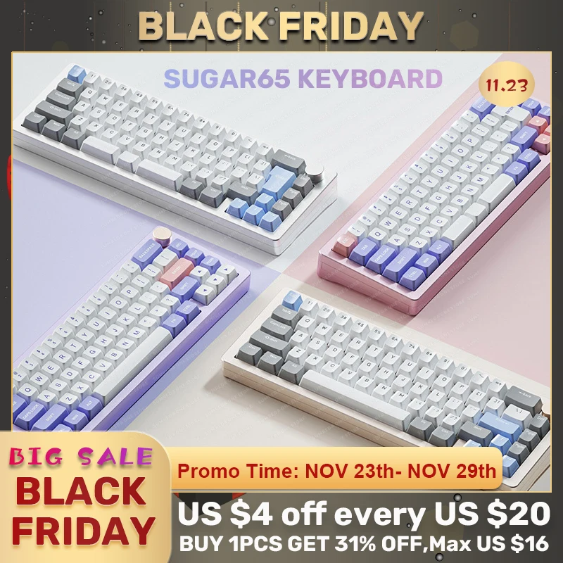 Sugar65-Wired-Customized-Aluminum-Mechanical-Keyboard-66-KeysTYPE-C ...