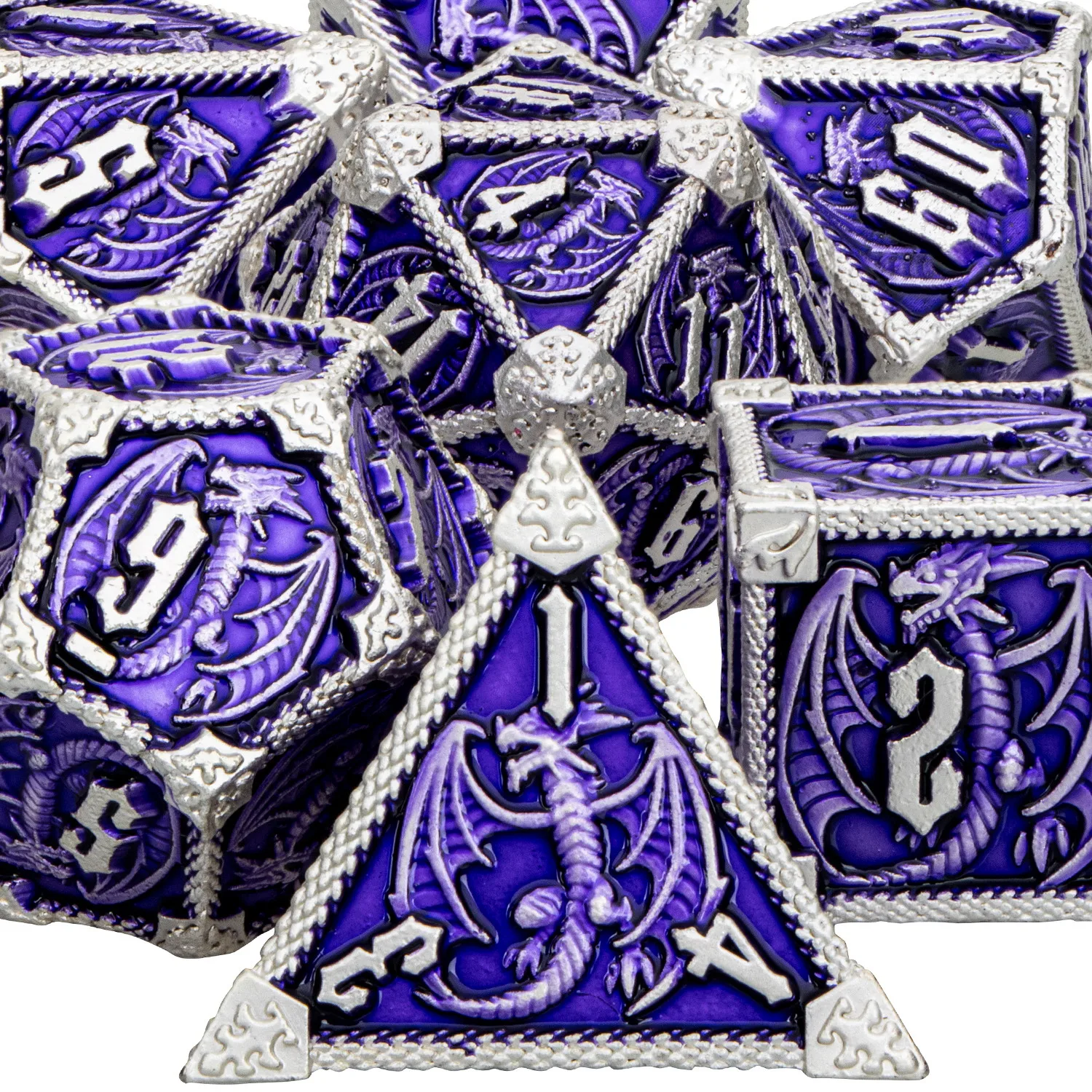 New Purple Metal Polyhedral Dragon Dice Set For Dungeon and Dragon ...
