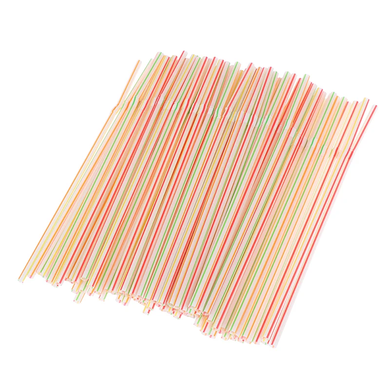 100Pcs-21x0-5cm-Disposable-Plastic-Drinking-Straws-Multi-colored ...