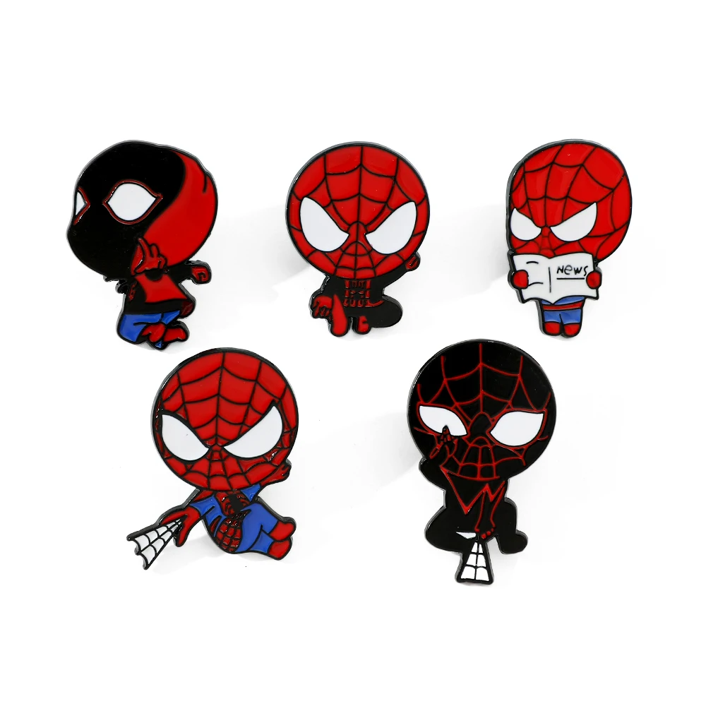 5-Pcs-Creative-Cartoon-Spider-Man-Brooch-Handsome-Spider-Man-Enamel-Pin ...