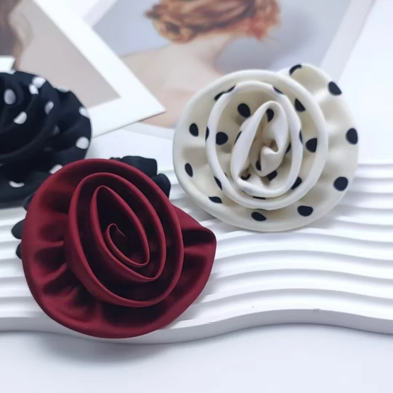 Vintage-Polka-Dot-rose-Flower-Hair-Band-Exquisite-High-Elastic-Red-Rose ...