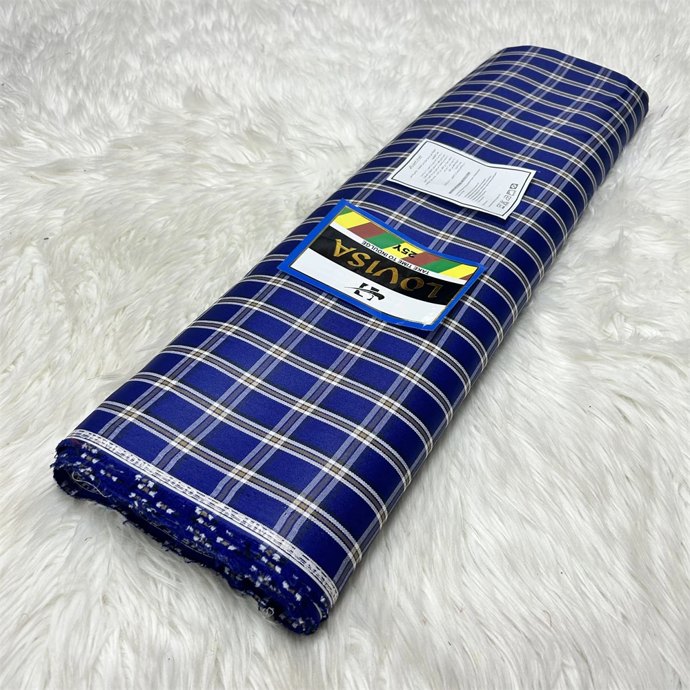 5Yards Nigerian Senator Wear Plaid Suit Fabric for Men Cloth Material ...