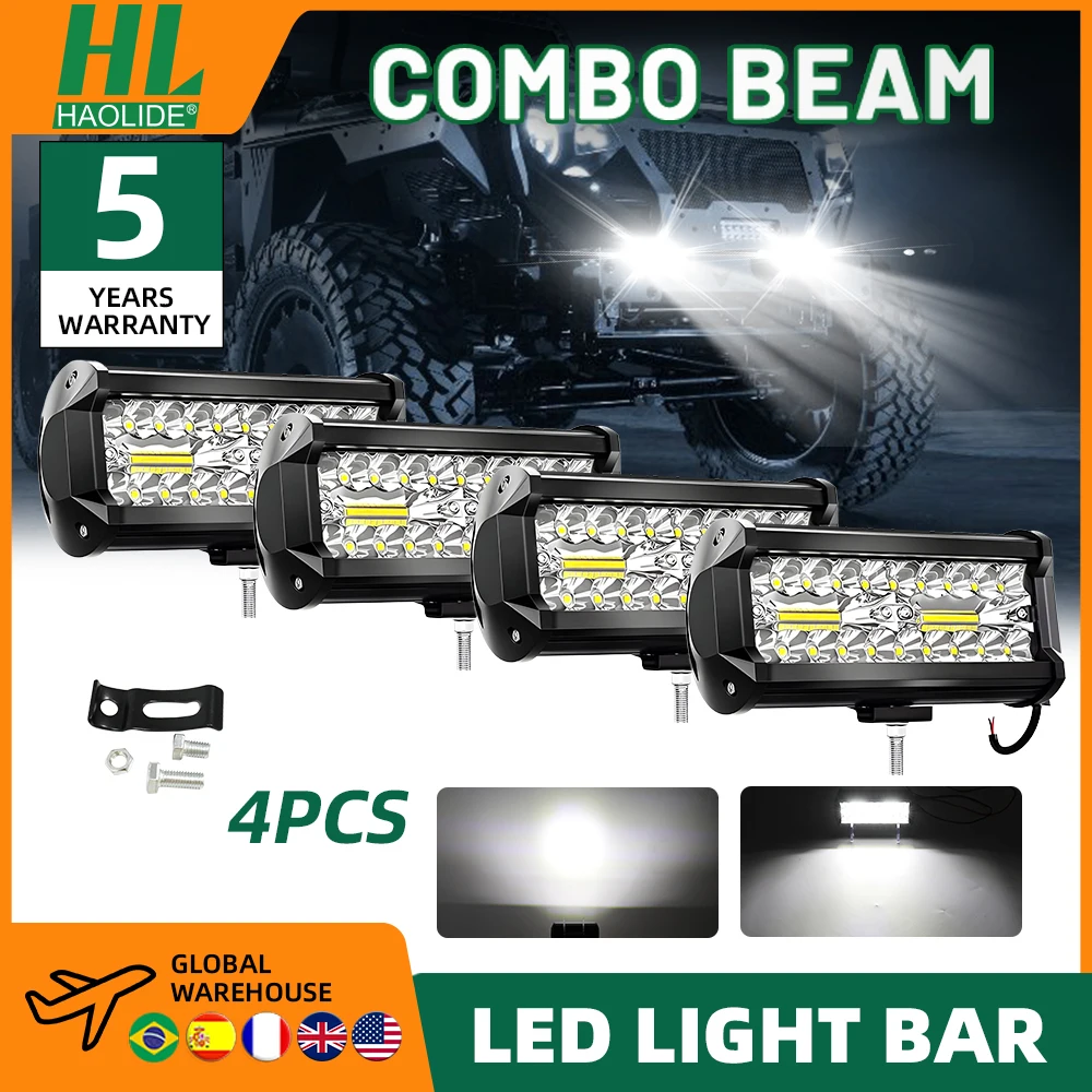 HAOLIDE 7 Inch LED Work Lights Spot Flood Combo LED Fog Driving 4x4 Off ...