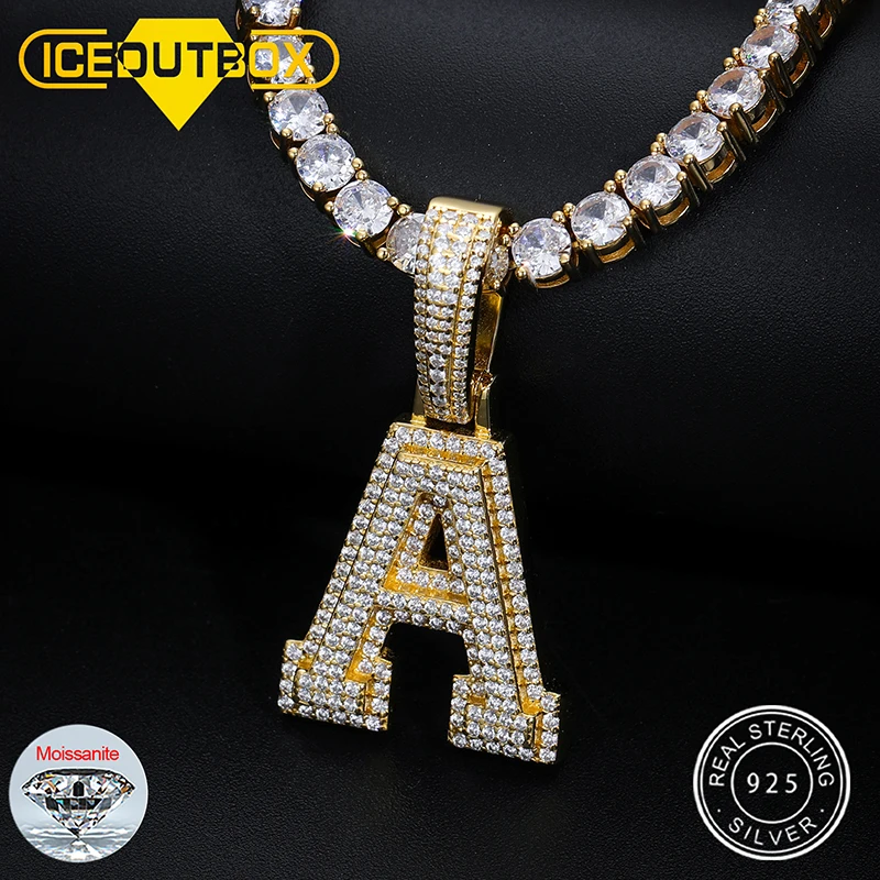 Moissanite A-Z Letter Jewelry Necklace Women Iced Out Prong Setting ...