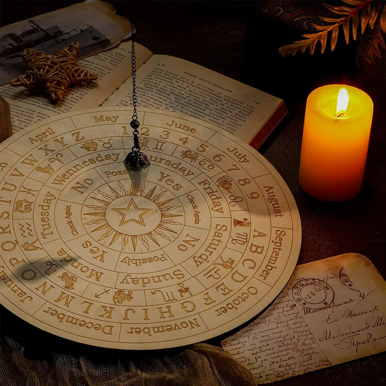 Star Pendulum Board Wooden Dowsing Board Divination Metaphysical ...