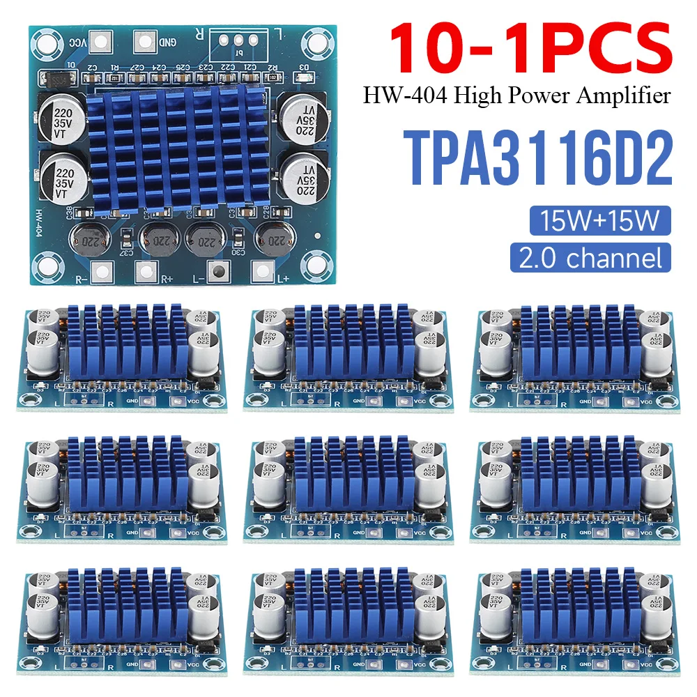 1-10PCS-HW-404-Audio-Amplifier-TPA3116D2-Digital-Stereo-Power-Amplifier ...