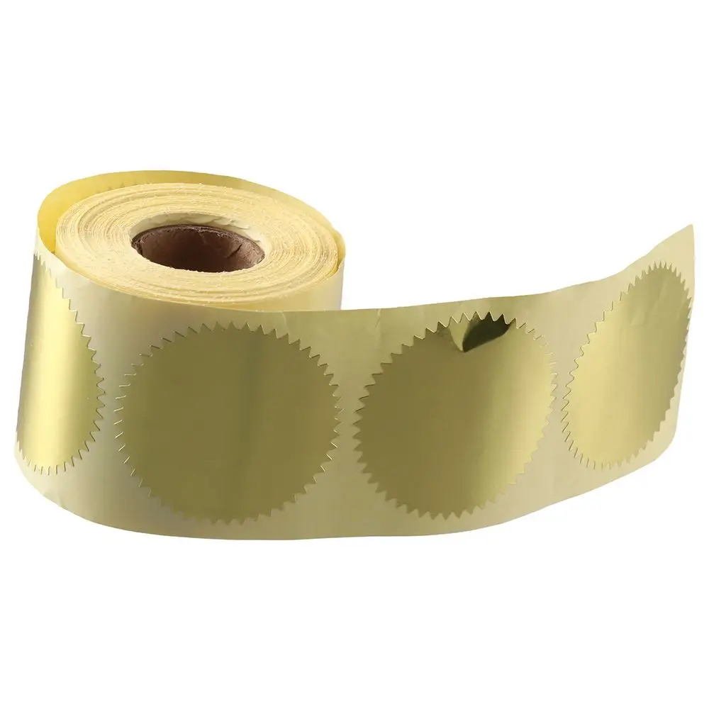 Gold Steel Seal Label Serrated Edge Metallic Self-Adhesive Award ...