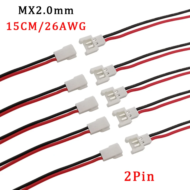 15CM Micro MX2.0 2Pin Wire Connector 2.0mm Pitch MX 2P Male Plug Female ...