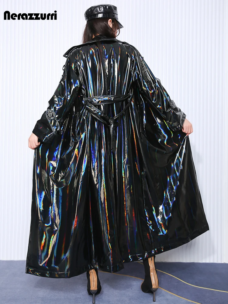 Nerazzurri-Autumn-Extra-Long-Black-Holographic-Shiny-Reflective ...