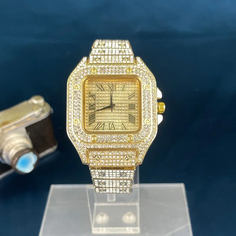 Fashionable-Luxury-Men-s-Watch-Large-Square-Diamond-embedded-Dial-Live ...