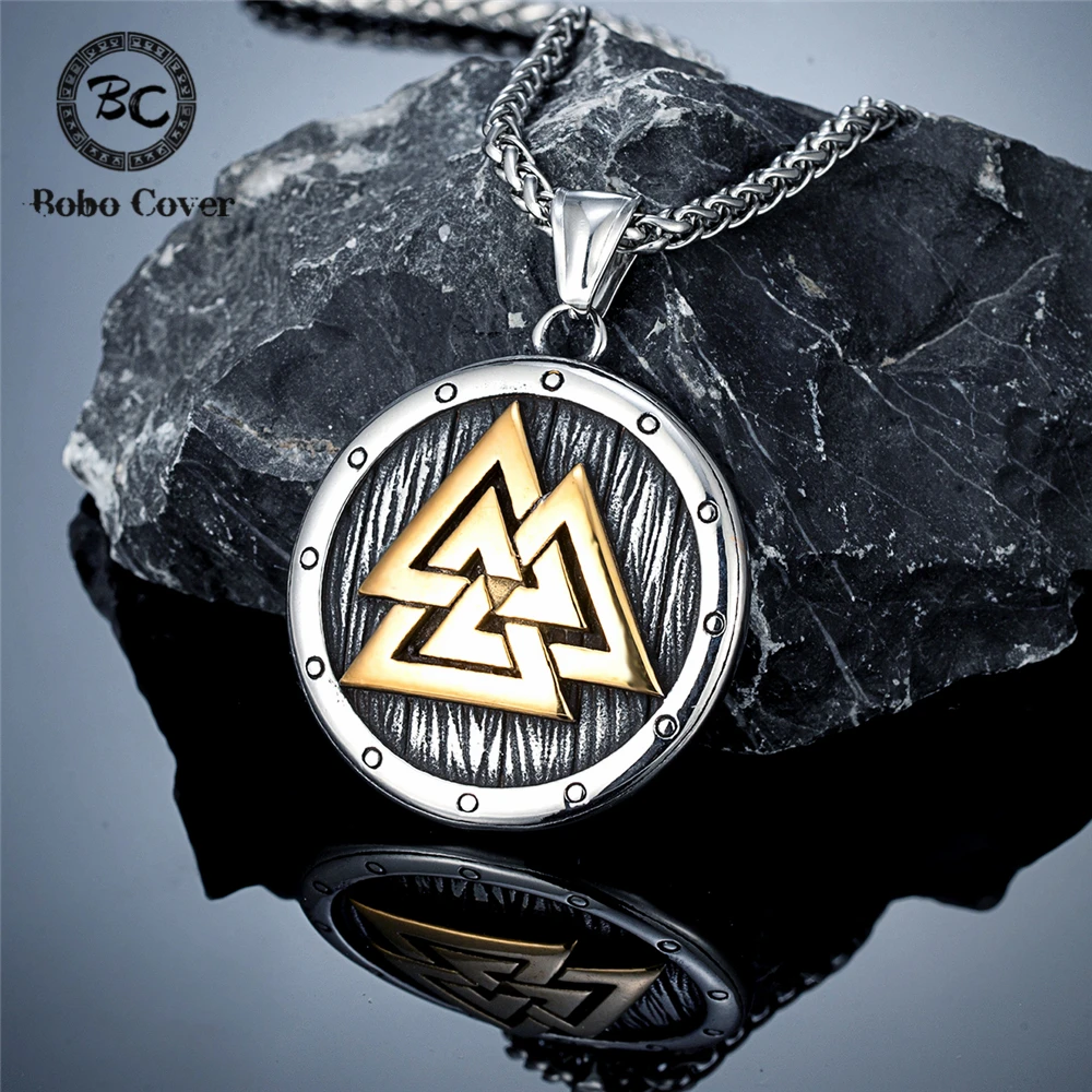 Norse Mythology Valknut Vikings Shield Necklaces Men's Vintage Nordic ...