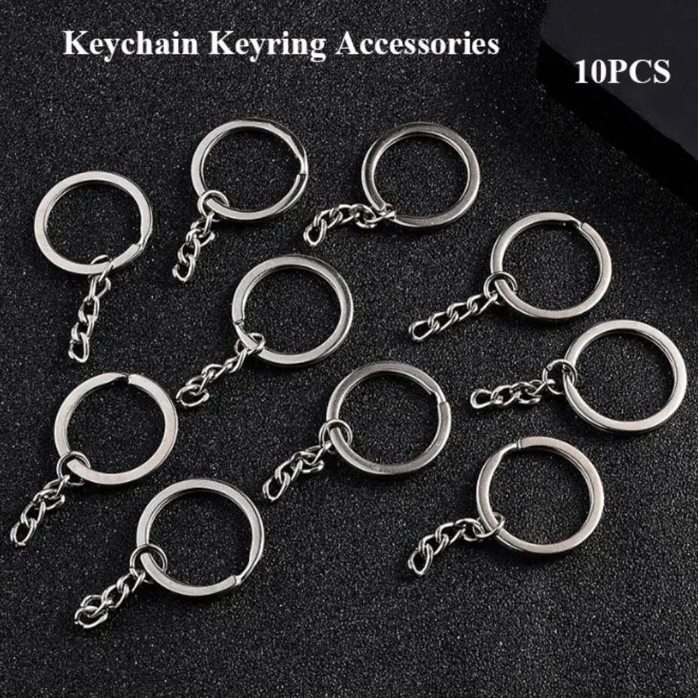 10pcs-New-Metal-DIY-Key-Ring-Silver-3-Sizes-Keyring-Stainless-Steel ...
