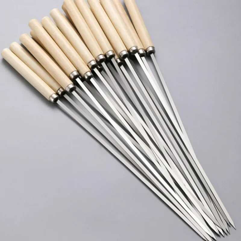 10pcs-Wooden-handle-anti-scalding-barbecue-skewers-can-be-reused-304 ...