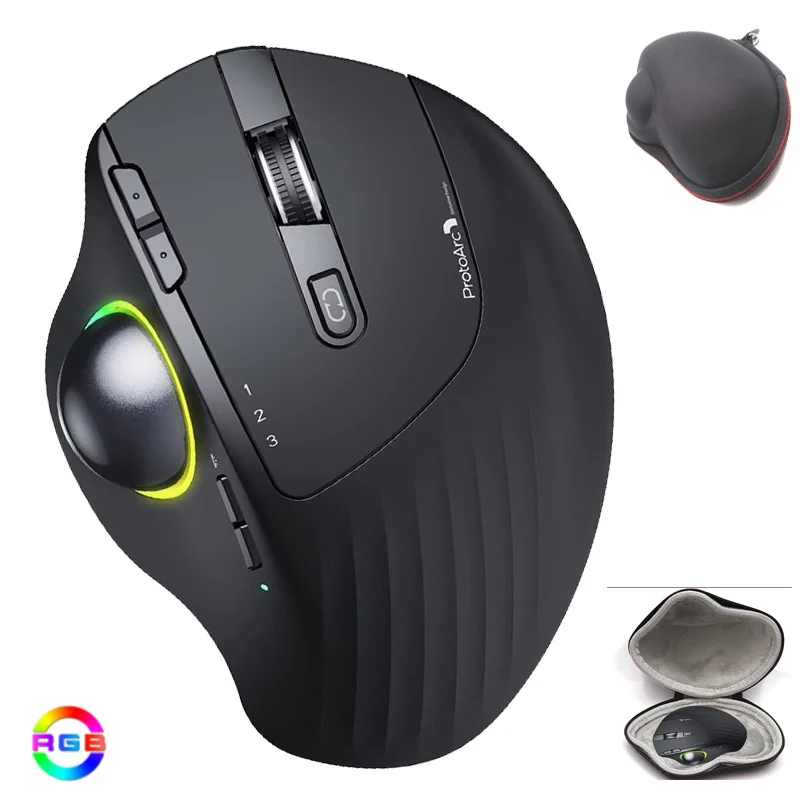 MISSGOAL-USB-Wireless-Trackball-Mouse-RGB-LED-Bluetooth-Rechargeable ...