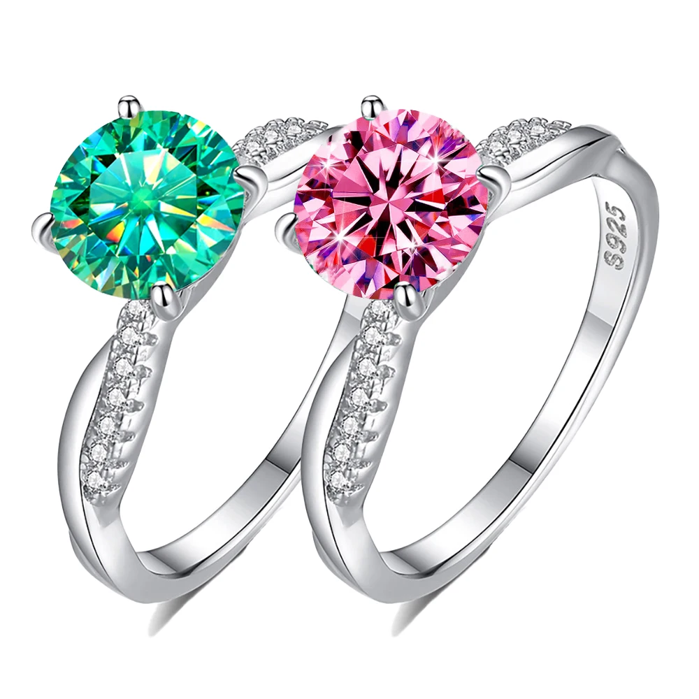 100% 1ct True Cyan Pink Moissanite Vintage Ring with Certificate Passed ...
