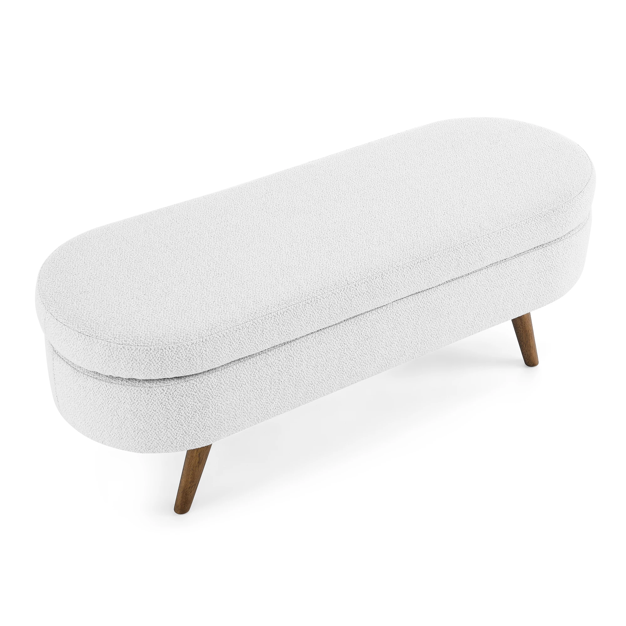 Oval Flip Top Storage Bench With 4 Rubber Wooden Legs, Storage Space ...