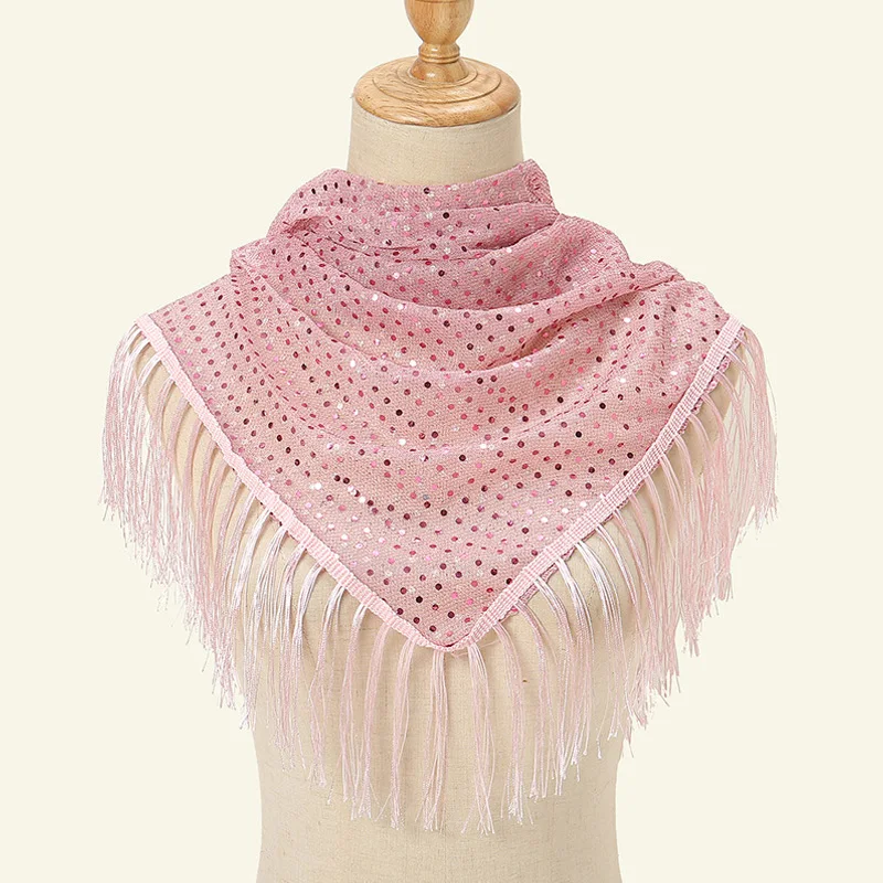New-Fashionable-Glitter-Triangle-Tassel-Party-Shawl-Women-Veil-Pure ...