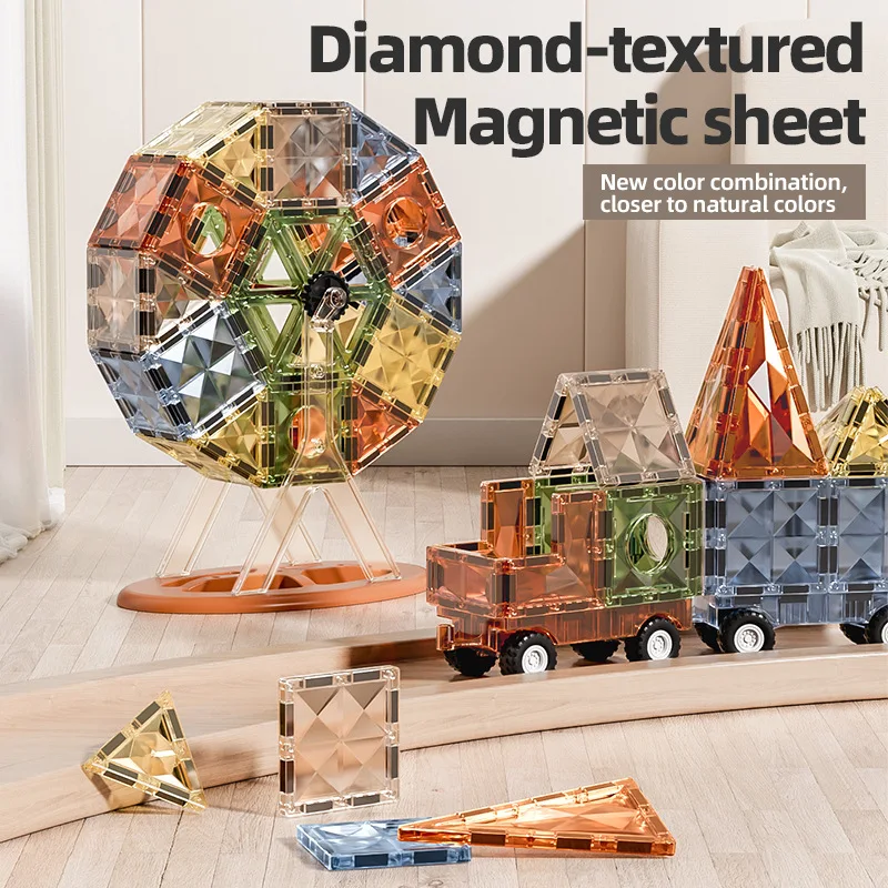 4D Diamond Face Color Window Magnetic Building Blocks DIY Building Set ...