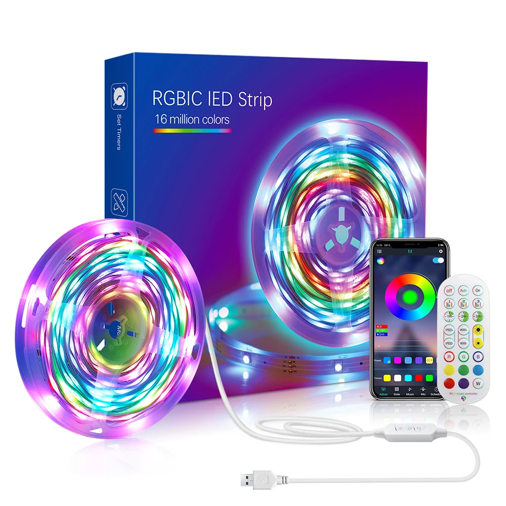 USB LED Strip Lights com controle de música, Magic Color Light, TV ...