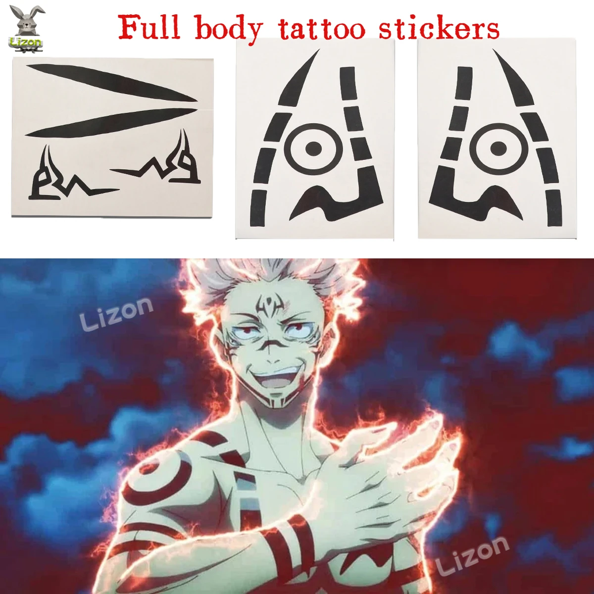 Jujutsu Kaisen Full Body Tattoo Cosplay Prop Anime Accessories Ryomen ...