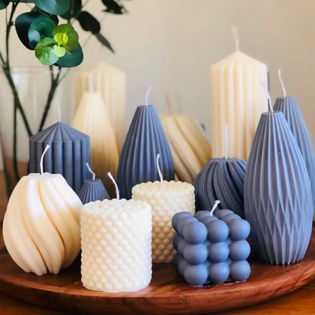 DIY Candle Silicone mold Line Stripe Cylinder Ball Candle Silicone Mold ...