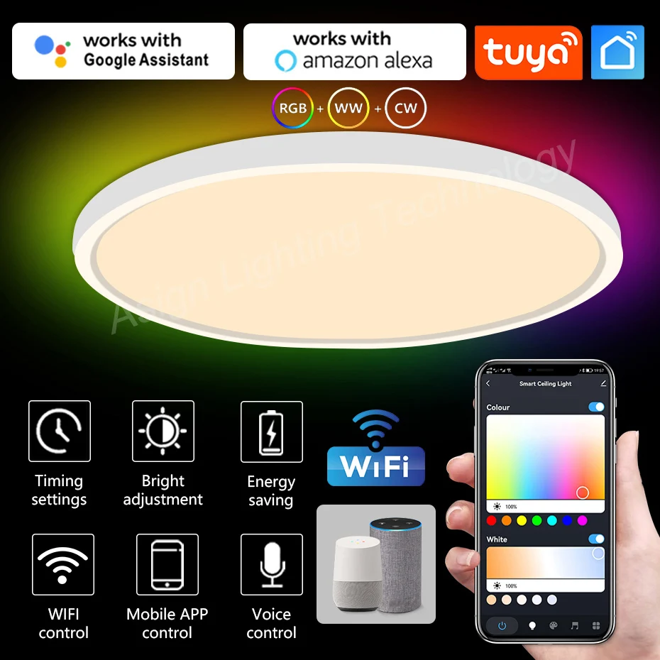 RGB-LED-Ceiling-Lights-40W-Tuya-Smart-Wifi-Lamp-220V-110V-CW-WW ...