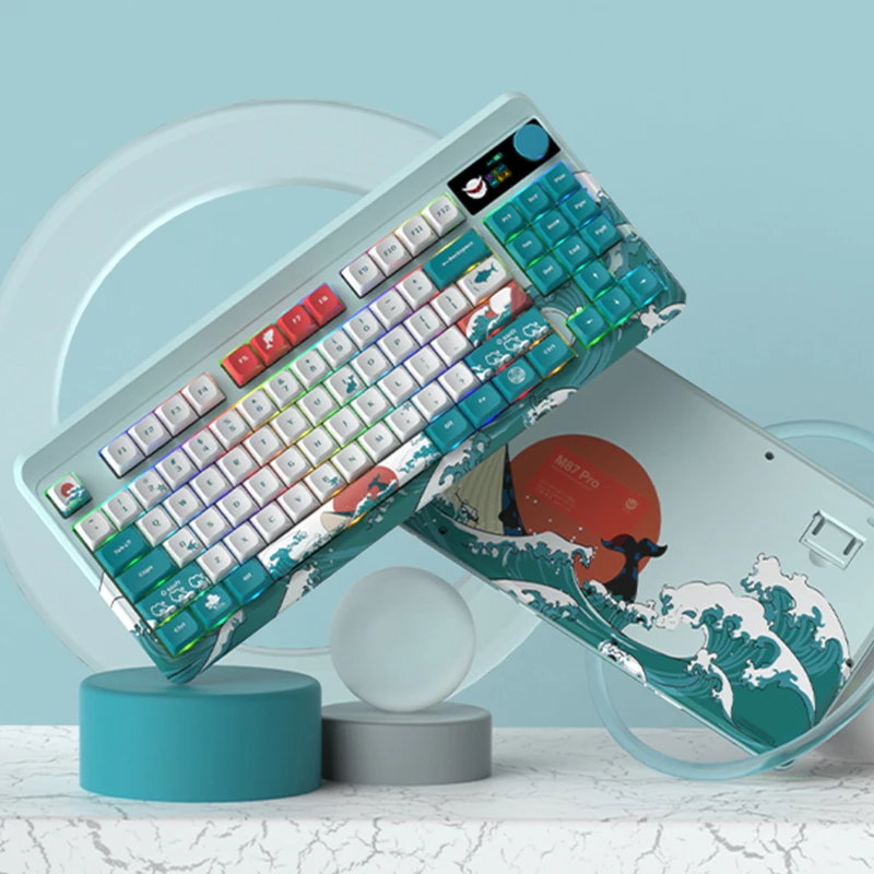 XVX-M87-Pro-3-Modes-Hot-Swap-TKL-RGB-Gaming-Keyboard-Coral-Sea-Themed ...