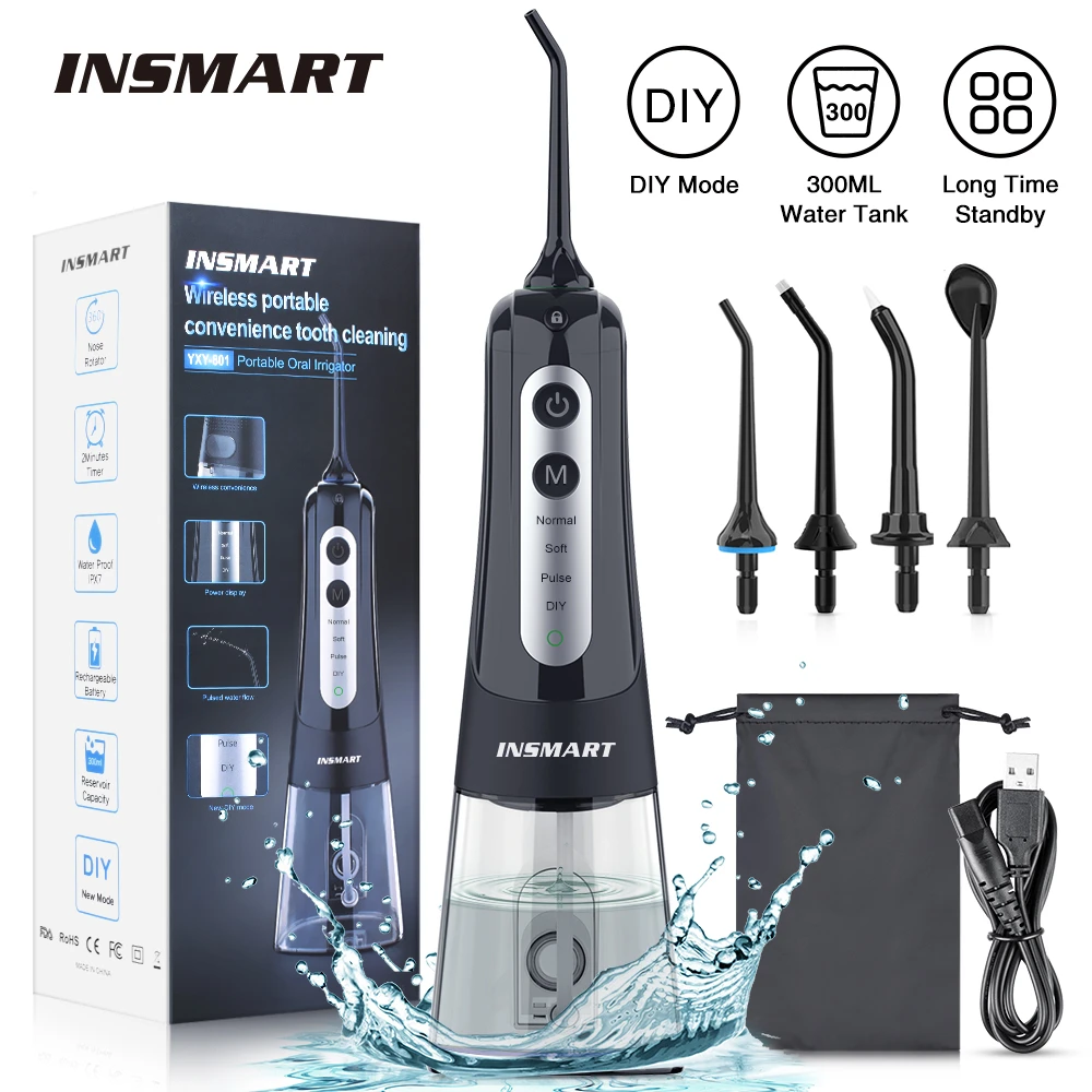 INSMART Oral Irrigator Dental Water Flosser Teeth Whitening Waterproof ...