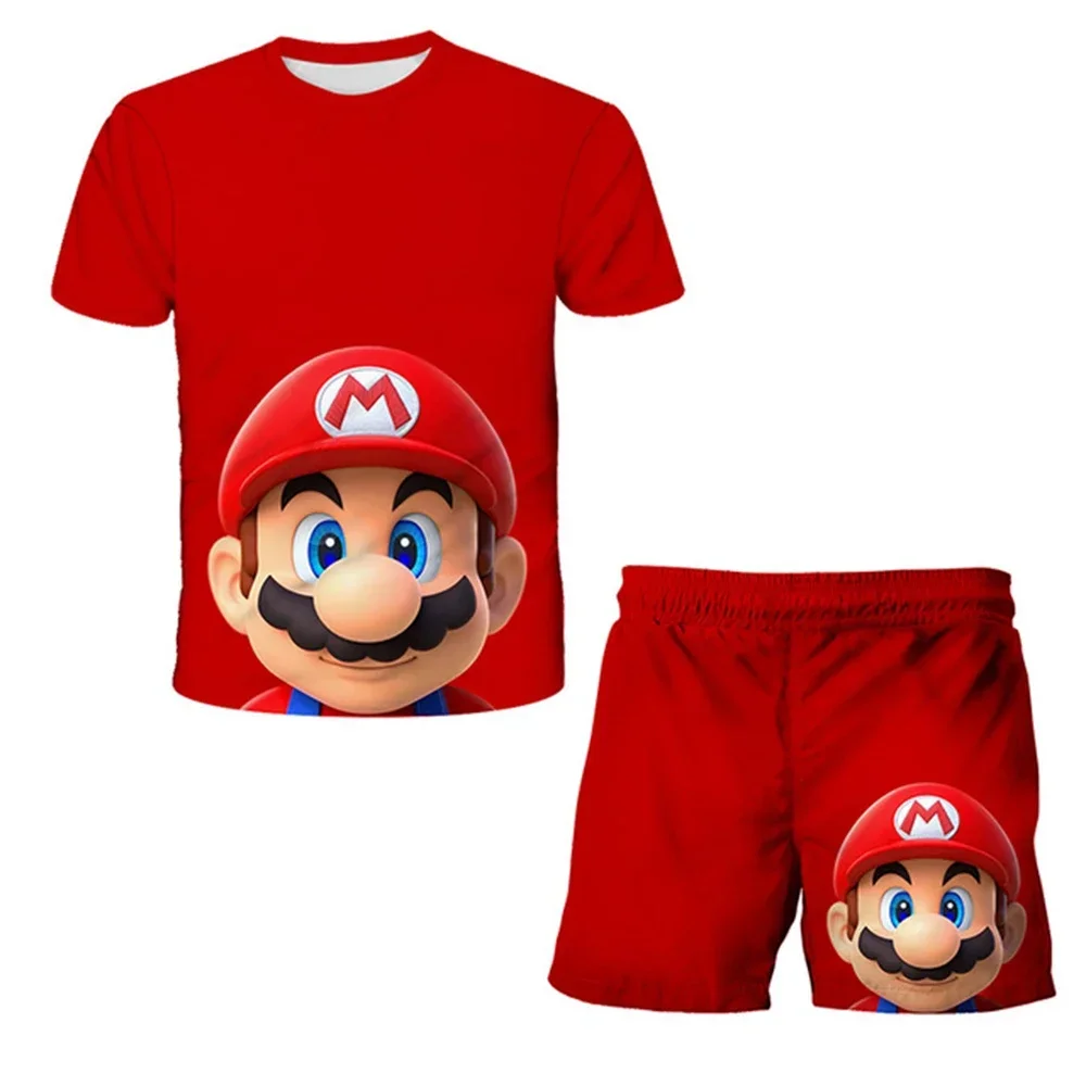 Kids-Super-Marios-Bros-Tshirt-Set-2pcs-Clothes-Summer-Sportswear-T ...