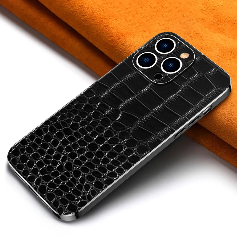 Luxury Genuine Leather Phone Case with Soft Edges and Shockproof Camera ...