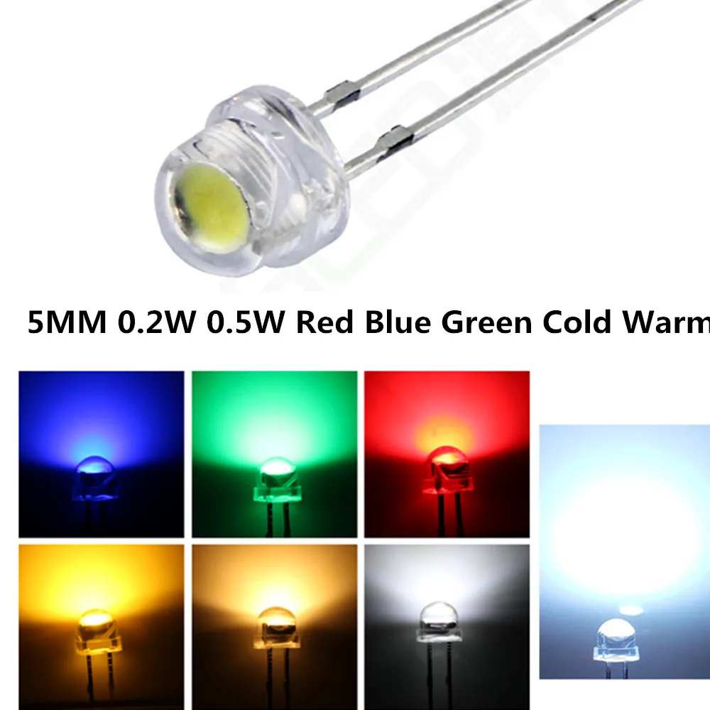 100PCS-Straw-Hat-LED-Dip-5mm-Ultra-Bright-Pure-Warm-Cold-Red-Blue-0-2W ...