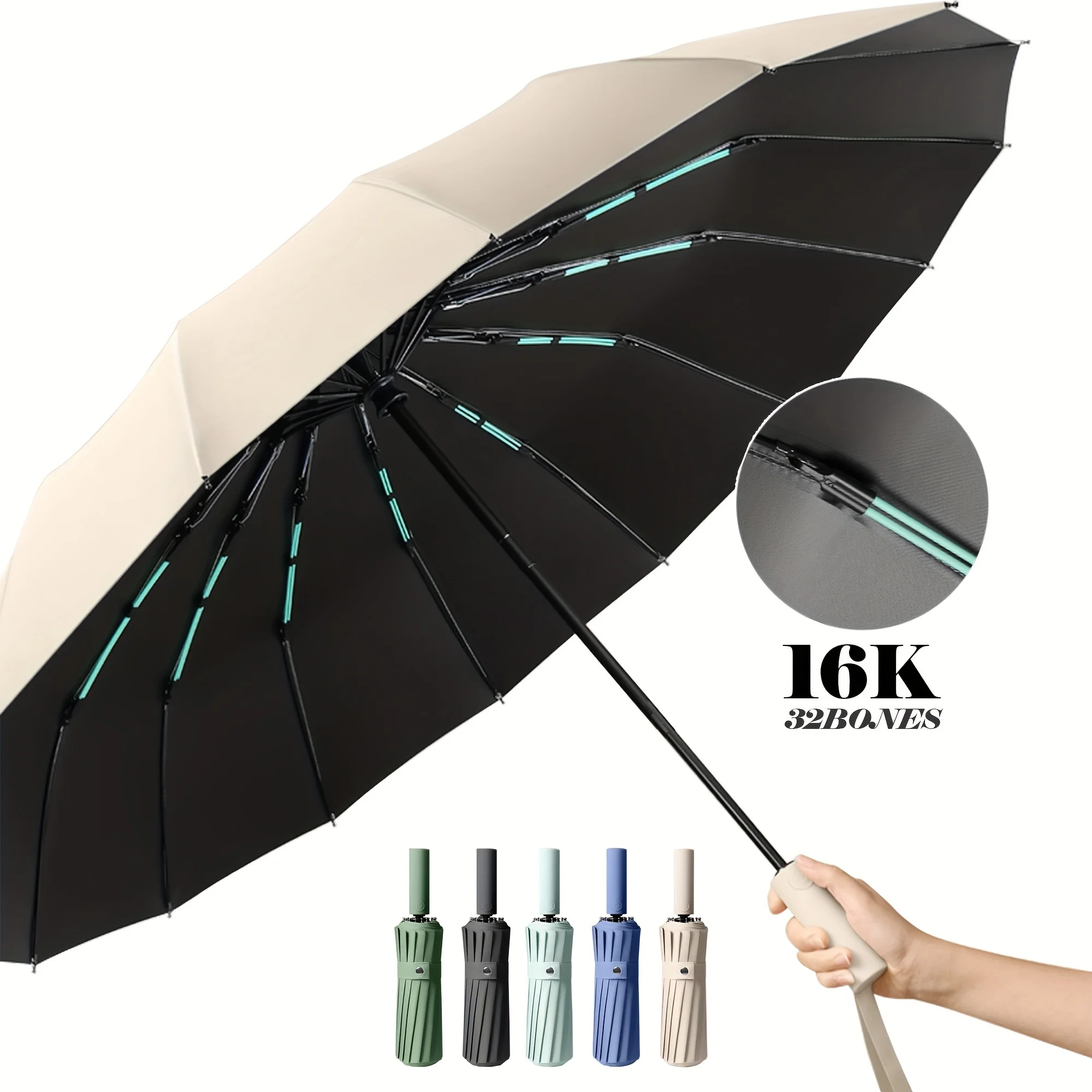Automatic-32-Ribbed-Umbrella-Windproof-Foldable-Sunscreen-and-Sunshade ...