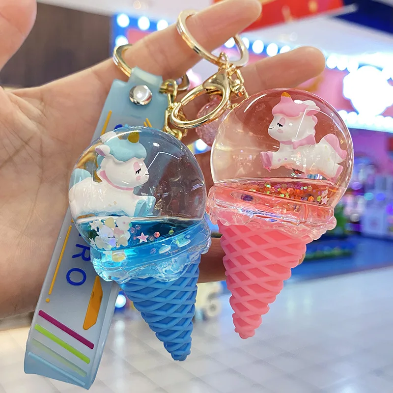 Ice-cream-crystal-ball-quicksand-key-chain-bag-pendant-student-bag ...