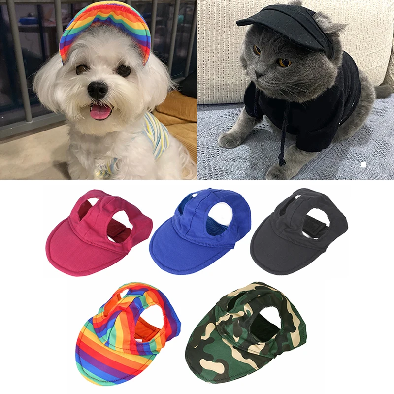 Baseball-Cap-with-Ear-Holes-for-Dogs-Adjustable-Pet-Hat-Sunscreen ...