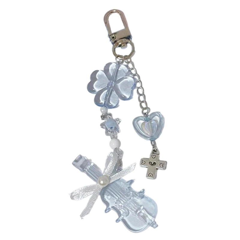 Acrylic-Beaded-Keychain-Violin-Pendant-Keyring-Handmade-Phone-Charm ...