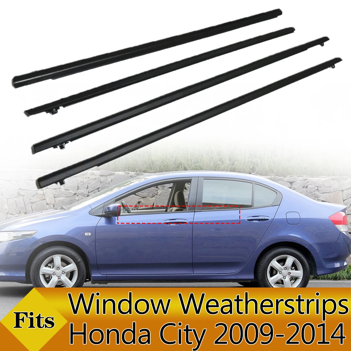 4PCS Car Outer Windows Rubber Weatherstrip Waterproof Pressure Strip ...
