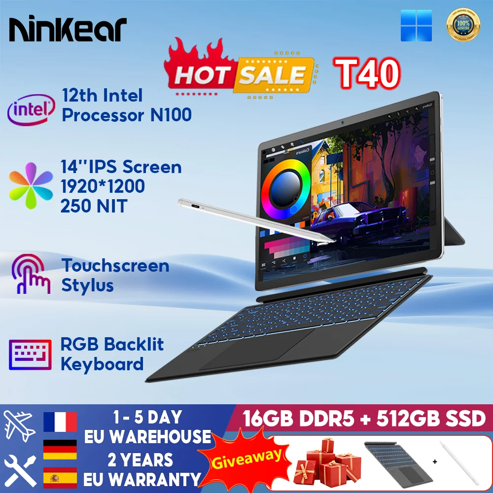 Ninkear-T40-Laptop-TouchScreen-2-in-1-Tablet-Intel-N100-14-Inch-FHD ...