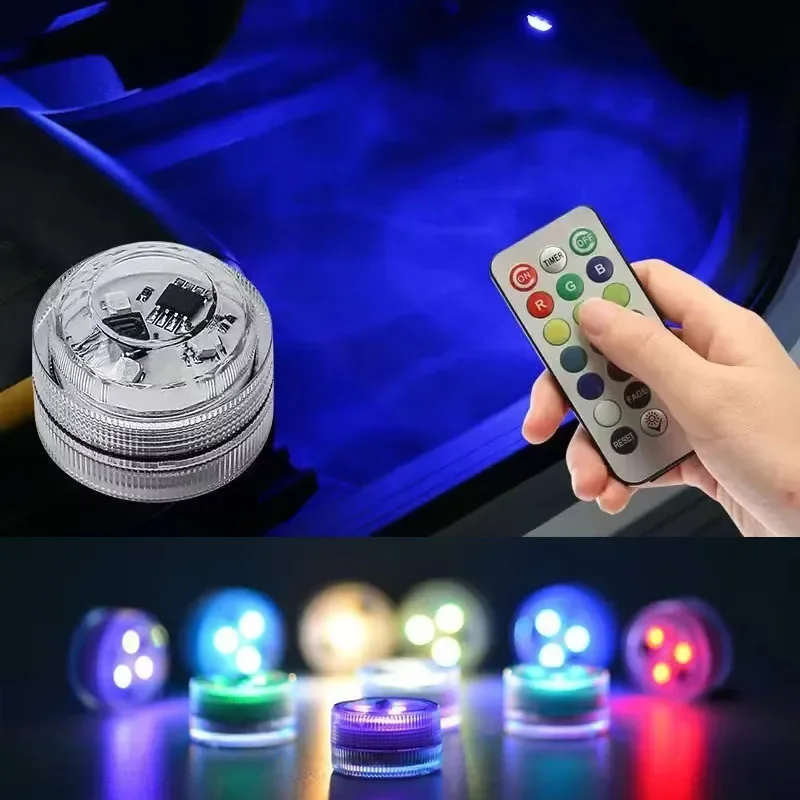 LED Wireless Adhesive LED Car Interior Environmental Light Remote ...