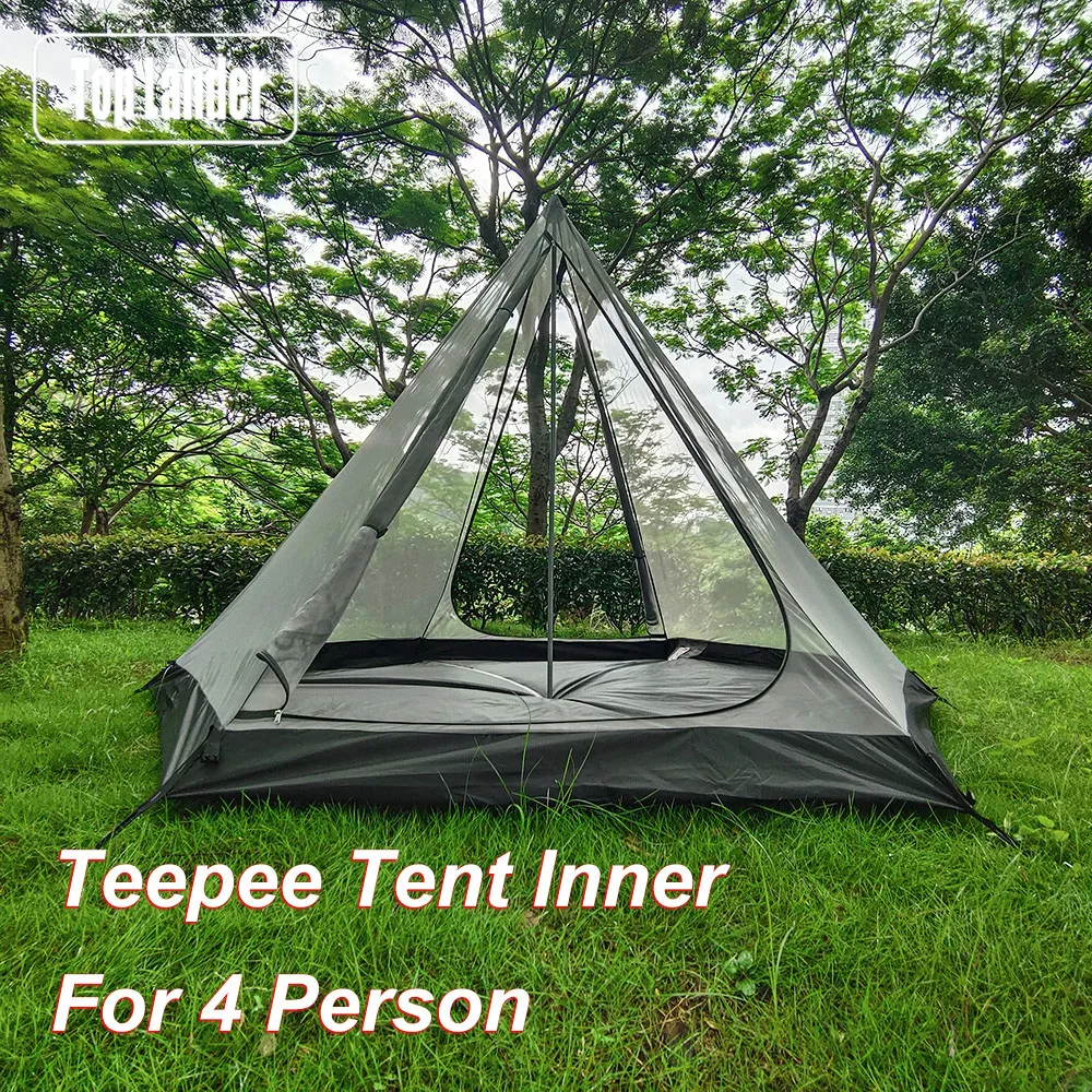 Ultralight-Teepee-Camping-Mesh-Tent-Inner-4-Person-With-Poles-Family ...