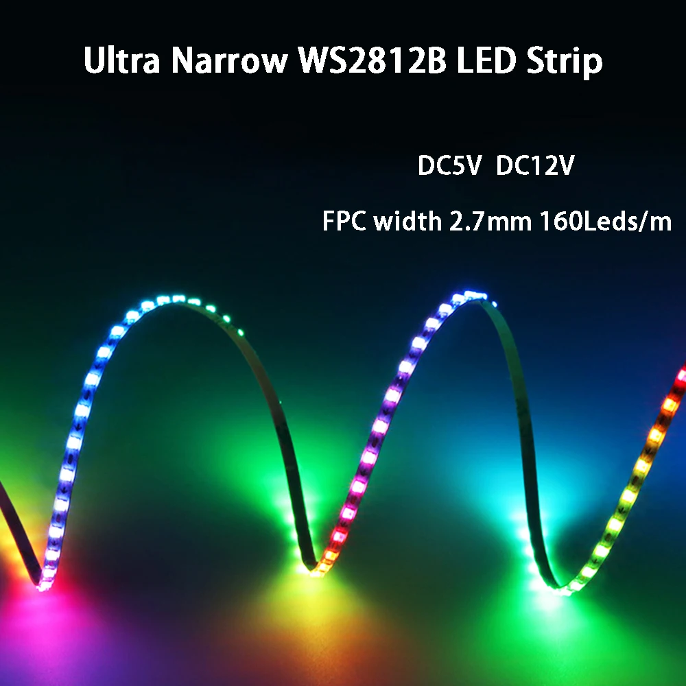 FPC width 2.7mm Ultra Narrow WS2811 WS2812B LED Strip 160Leds/m ...