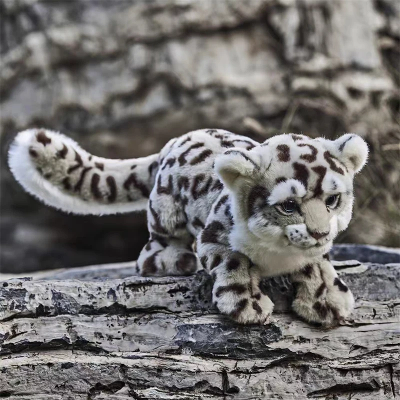 Snow Leopard Plush Toy High Fidelity Cute Snow Panther Plushie Lifelike ...