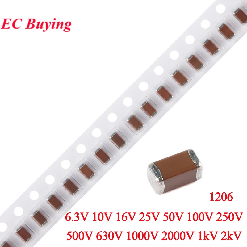 100pcs-1206-3216-SMD-Chip-Multilayer-Ceramic-Capacitor-0-5pF-100uF-10pF ...