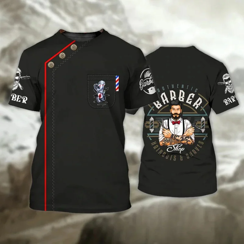Barber Uniform Graphic 3D Printed T Shirt For Men Tops Fake Suit Tee ...