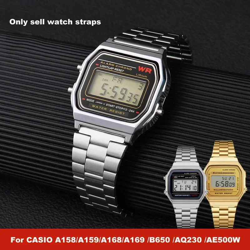 Stainless Steel Watchband For Casio A158/A159/A168/A169 /B650 /AQ230 ...