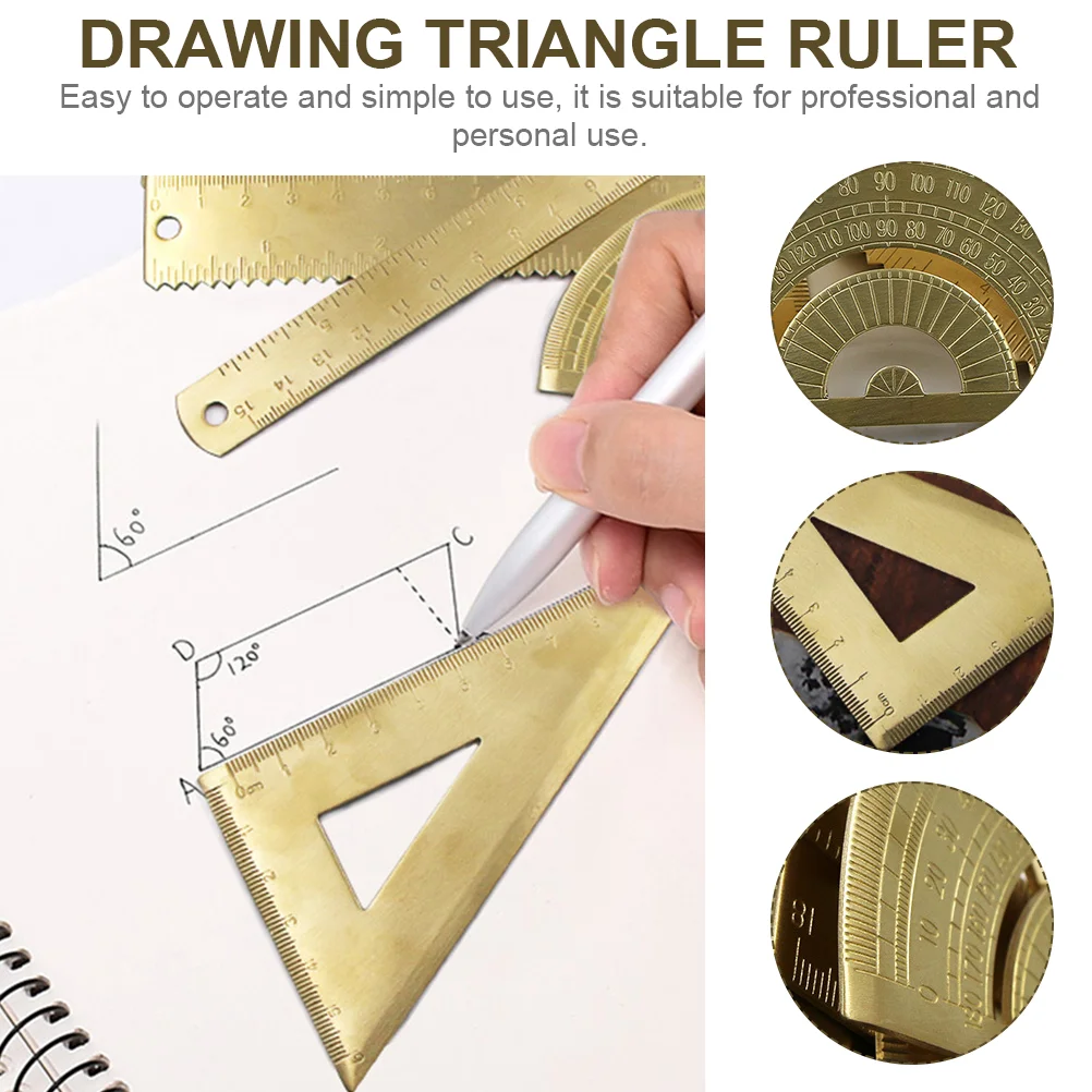 Ruler Measuring Tool Brass Protractor Precision Scale Drawing Triangle ...
