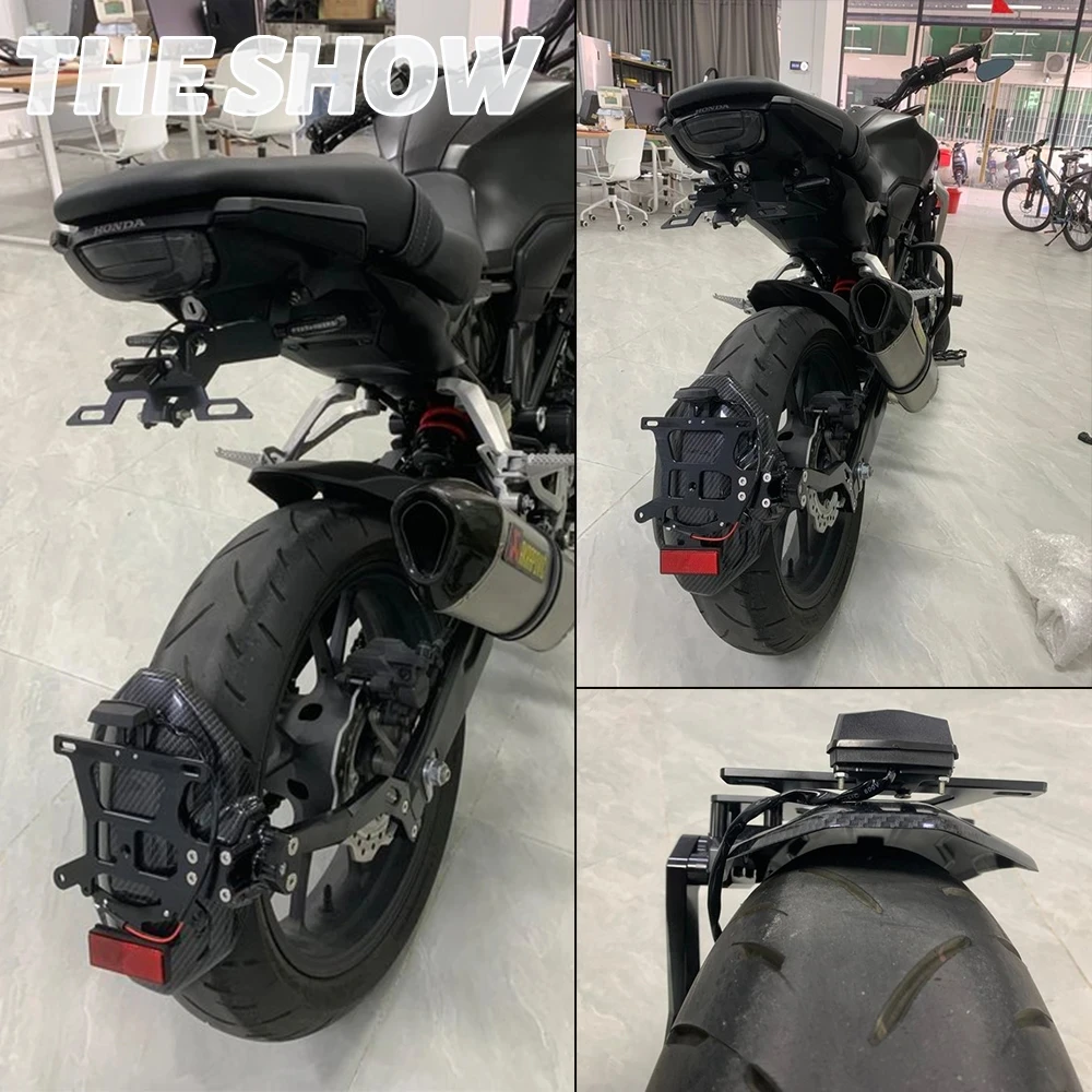 Motorcycle Rear Carbon Fender Mudguard Splash Guard with License Plate ...