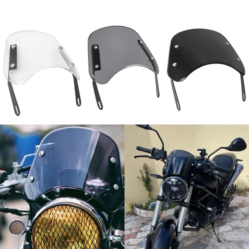 Motorcycle-Windshield-Wind-Deflector-Windscreen-Universal-for-Harley ...