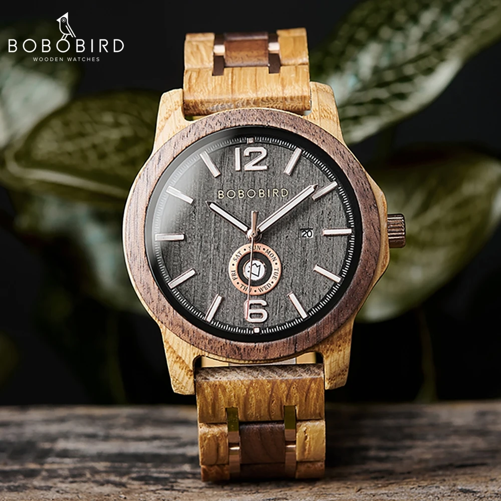 Wood Watch Japanese Movement Men's Quartz Wristwatch BOBOBIRD Top New ...