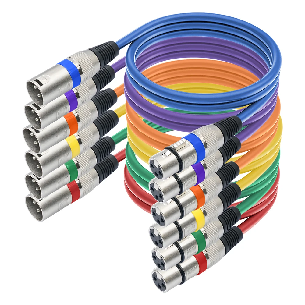 6/10Pcs XLR To XLR Microphone Cable Multi Colored 3-Pin Balanced ...